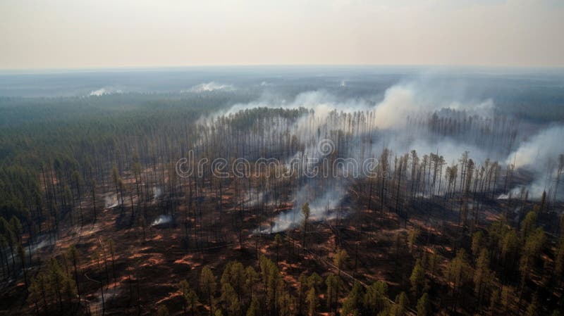 Huge Forest Fire in Red Pine Forests Caused by Climate Change Stock ...