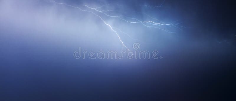 Huge Fork Lightnings and Thunder during Heavy Summer Storm. Stock Image ...