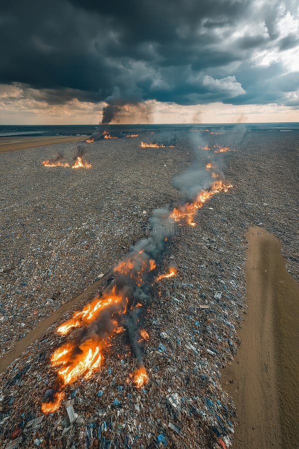 Huge Garbage Dump Burning, Air and Environmental Pollution Stock ...