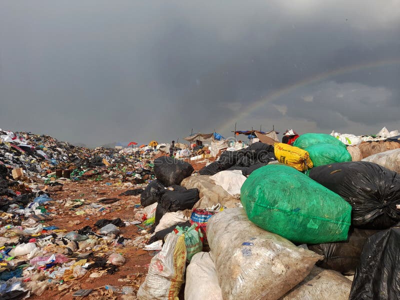 Huge of Garbage. Recycling of Waste in Landfill. Global Warming Concept ...
