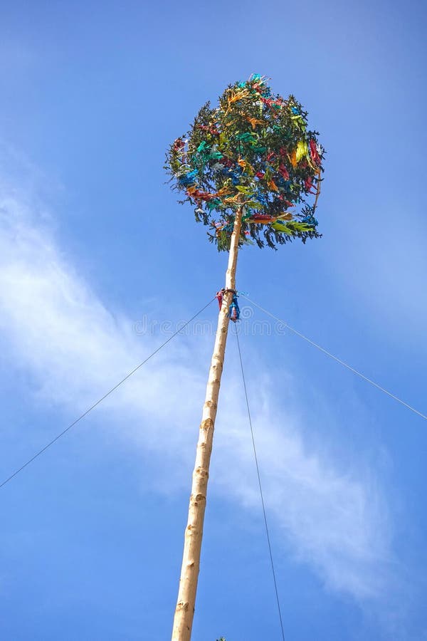 Traditional May Pole, Blue Sky, Germany Stock Image - Image of european ...