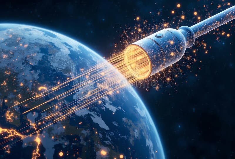 A Huge Glowing Internet Cable Stretching Across the Globe Like a ...