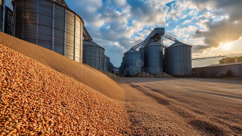A Huge Granary is Filled with Grain Stock Photo - Image of corn, food ...