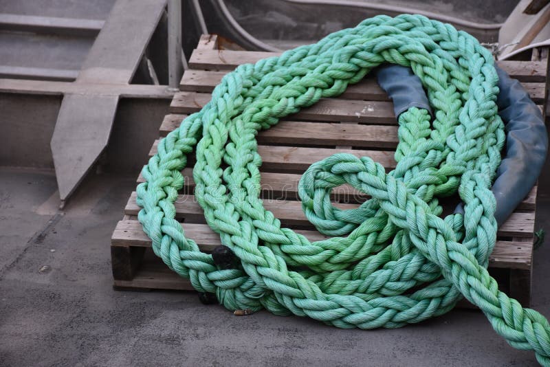 A Huge Green Rope in the Machine on Board Stock Photo - Image of frame ...