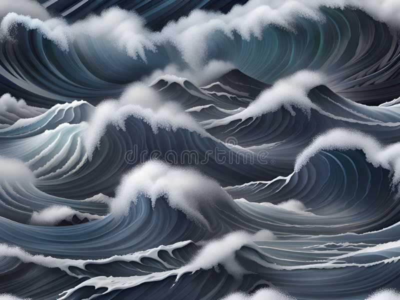 Huge Green Shore Break Wave Dramatic Background Stock Illustration ...