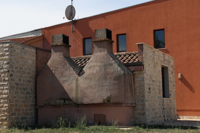 Huge Grill Ovens in Croatia. Back View Stock Photo - Image of ...