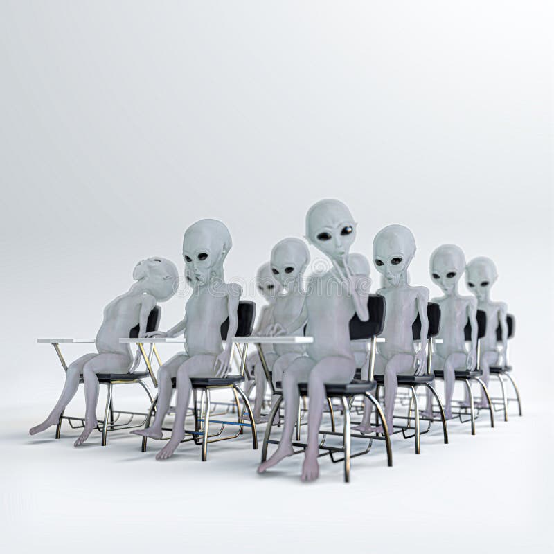 Aliens at school stock illustration. Illustration of visit - 194944734