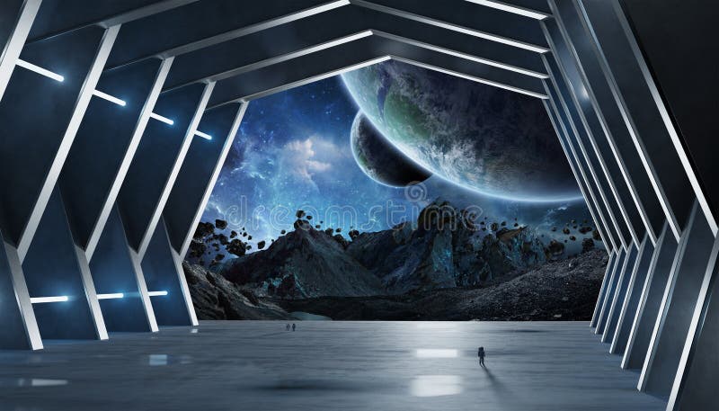 Huge Hall Spaceship Interior 3D Rendering Elements of this Image Stock ...