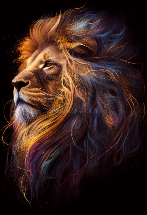 Multi Colored Lion Head Stock Illustrations – 614 Multi Colored Lion ...