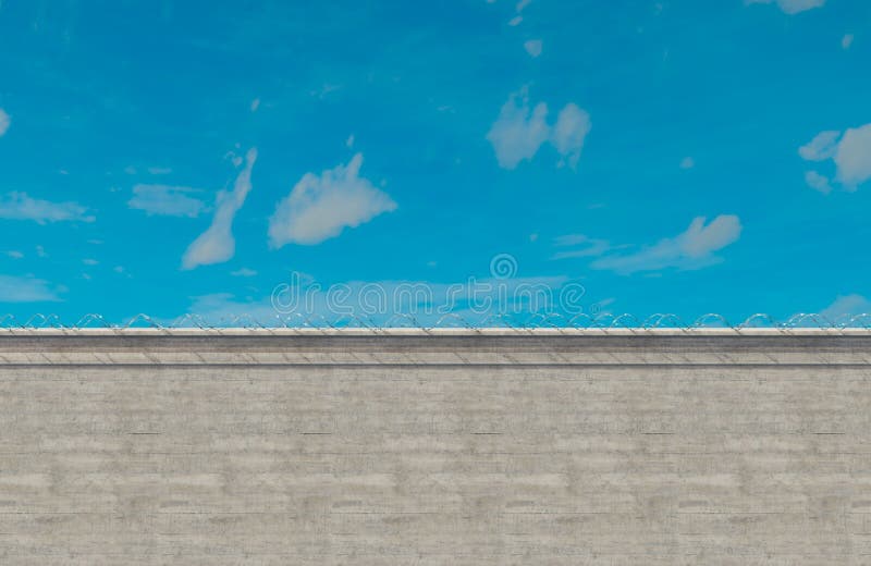 Huge High Security Boundary Wall Stock Illustration - Illustration of ...