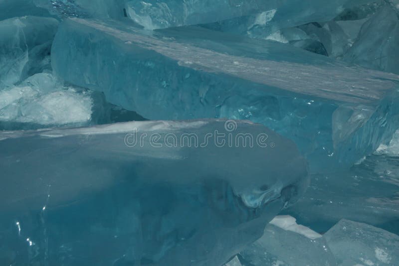 Huge Ice Blocks on the Frozen Lake Stock Photo - Image of arctic ...