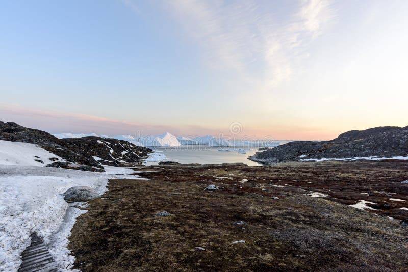 Huge Icebergs on Arctic Ocean in Greenland Stock Image - Image of ...