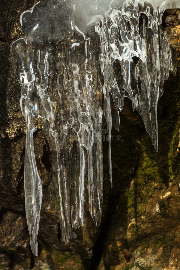 Huge icicles on a cliff. stock image. Image of blue, nature - 71299287