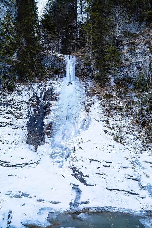 Huge Icicles Formed in a Waterfall Stock Image - Image of outdoor ...