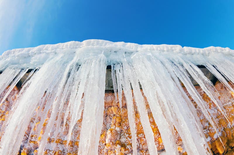 Huge icicles stock image. Image of huge, long, beam, froze - 66067103