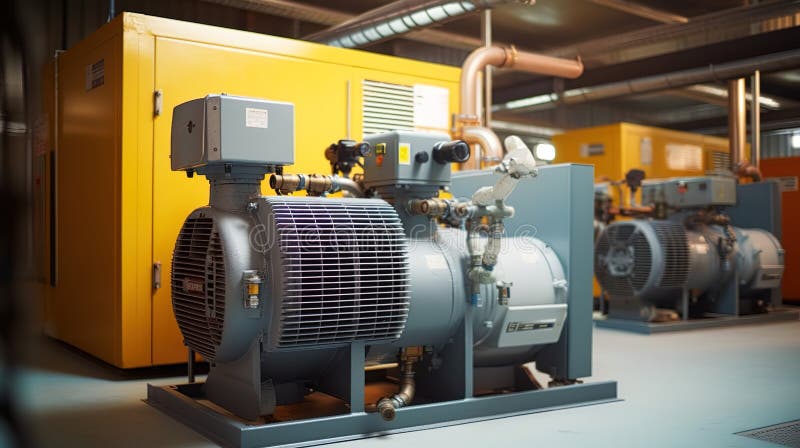 Huge Industrial Compressor in Production. Generative AI Stock ...