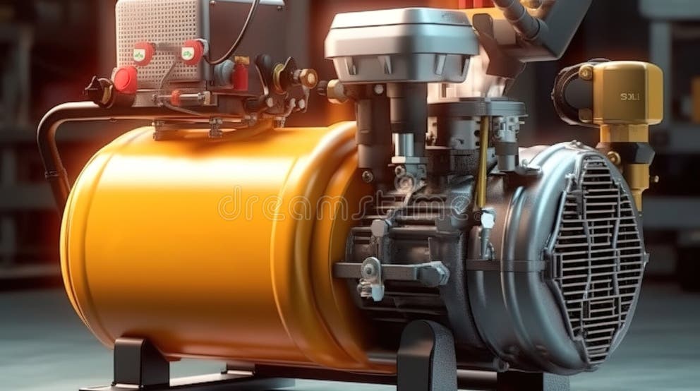 Huge Industrial Compressor in Production. Generative AI Stock Illustration - Illustration of ...