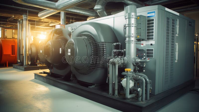 Huge Industrial Compressor in Production. Generative AI Stock ...