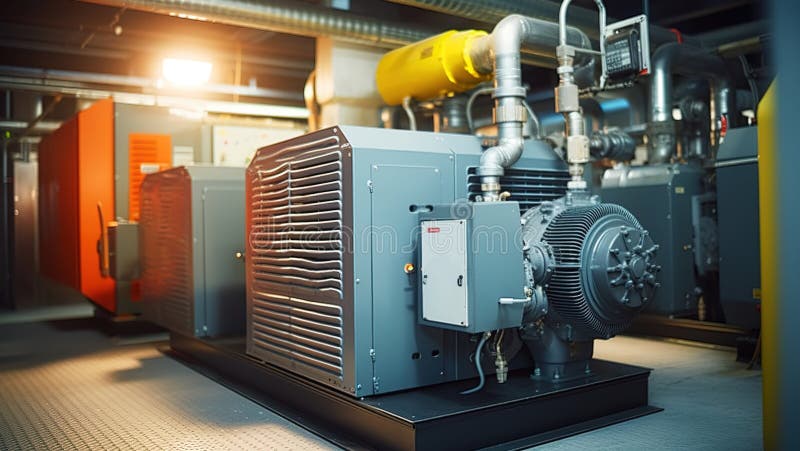 Huge Industrial Compressor in Production. Generative AI Stock ...