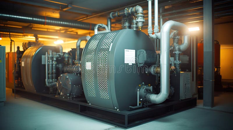 Huge Industrial Compressor in Production. Generative AI Stock ...