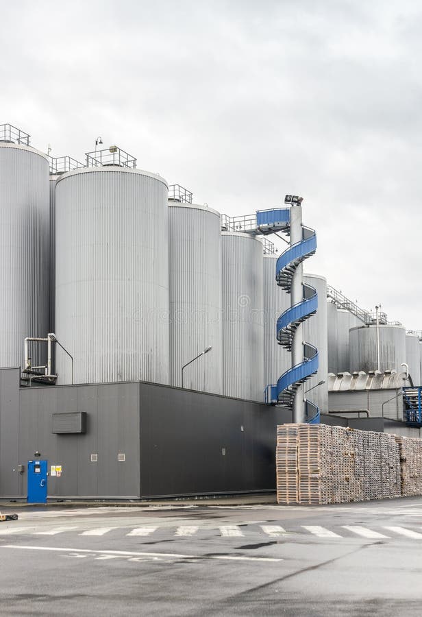 Huge, Industrial Containers with Beer Stock Image - Image of ...