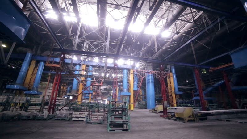 Huge Industrial Factory Inside. Robotic Machines Works. Stock Footage ...