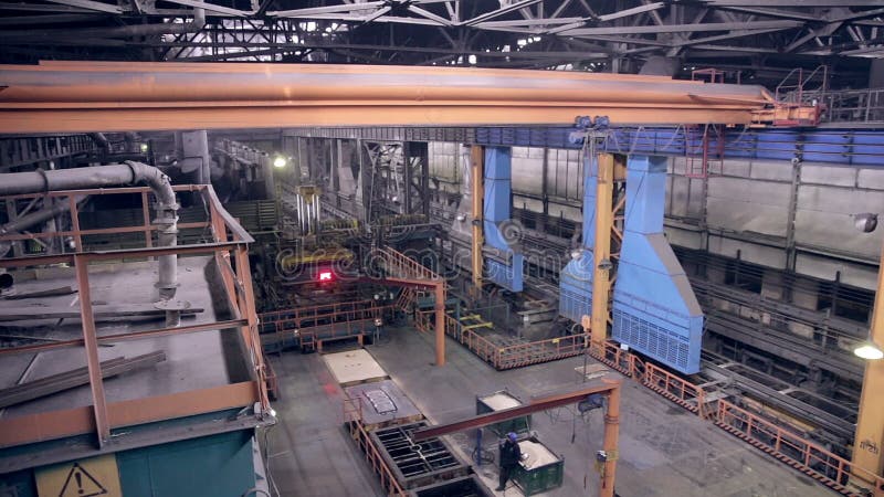 Huge Industrial Factory Inside. Robotic Machines Works. Stock Footage ...