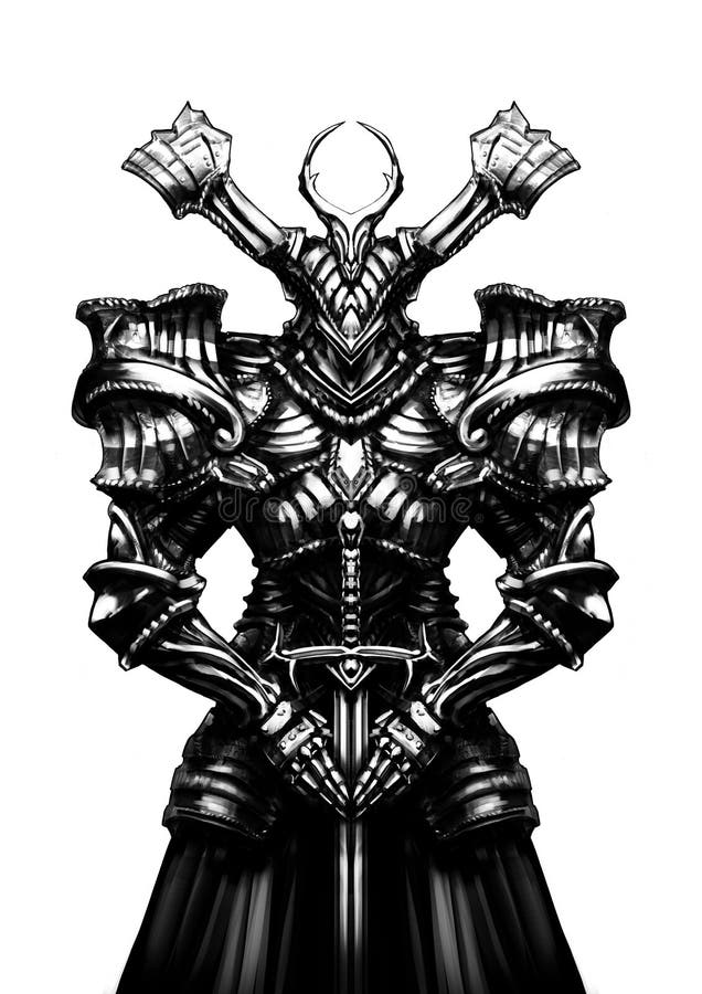 Huge Knight in Unusual Heavy Armor Stock Illustration - Illustration of ...