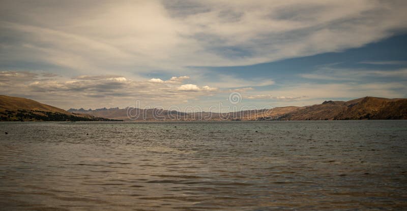 Huge Lagoon in Foreground with Scenic Landscape Stock Photo - Image of ...