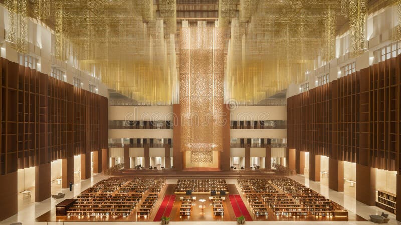 A Huge Library Hall stock illustration. Illustration of light - 273348742