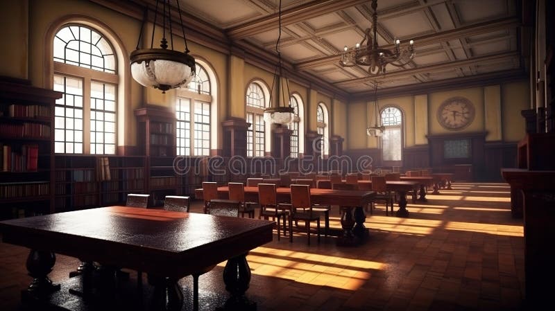 A Huge Library Hall stock illustration. Illustration of room - 273349027