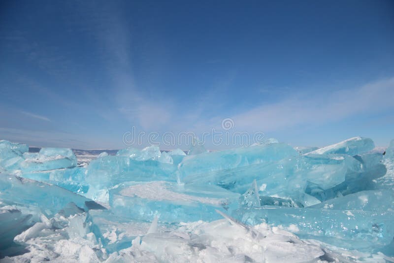 Huge Ice Blocks on the Frozen Lake Stock Image - Image of huge, azure ...