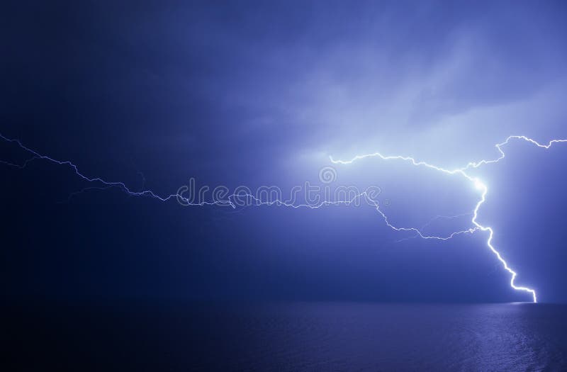 Huge Lightning Over the Sea Stock Image - Image of coast, flare: 184751615