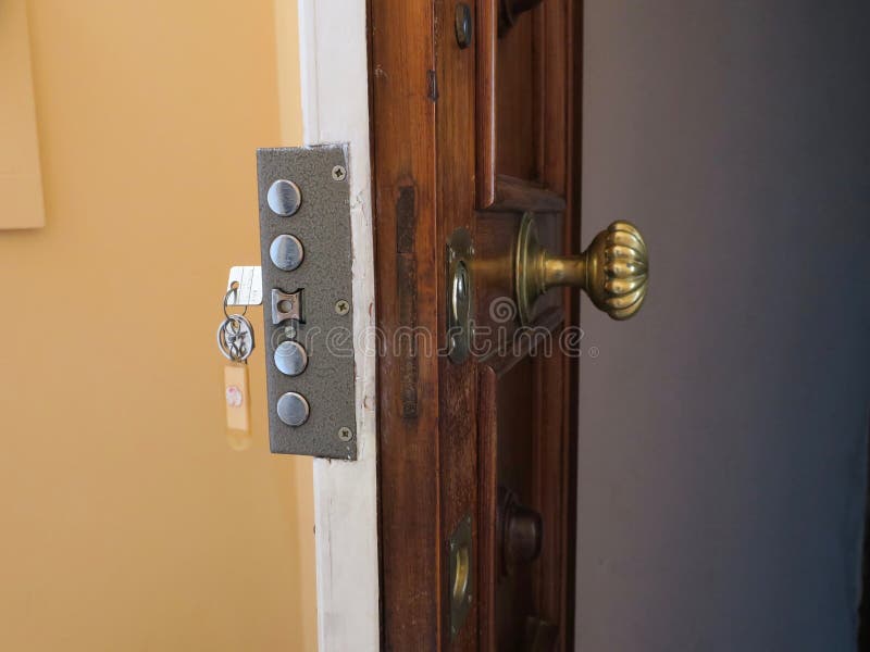 Huge Lock on a Frontdoor To Keep Inhabitans Save Stock Image - Image of ...