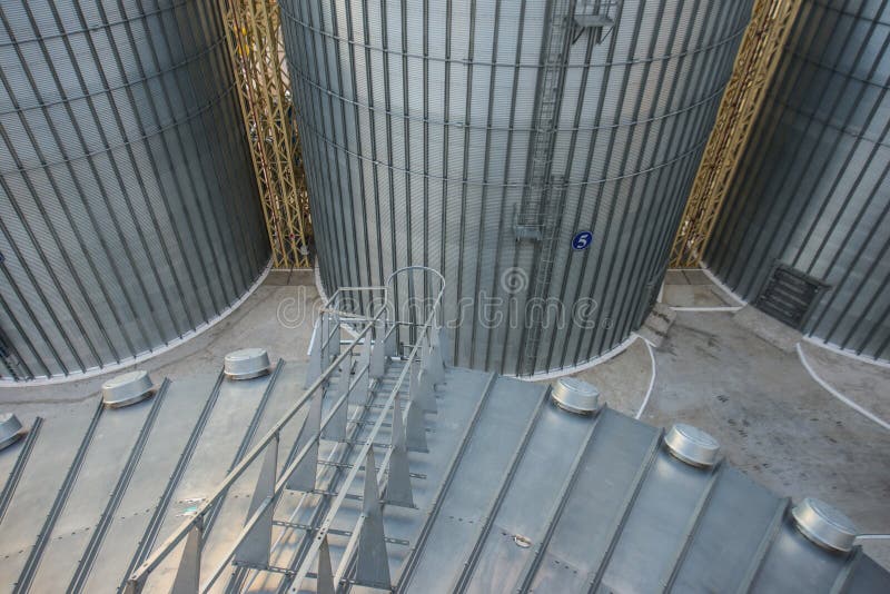Huge Metal Tanks of the Elevator Stock Image - Image of agriculture ...