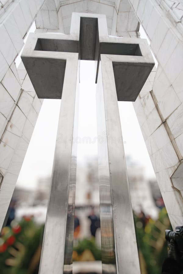 Huge Metallic Cross Monument Stock Photo - Image of evangelical ...