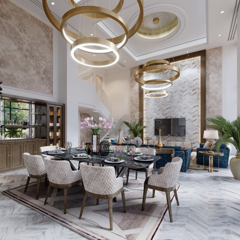 Huge Modern Dining Area with Large Windows and High Ceilings with ...