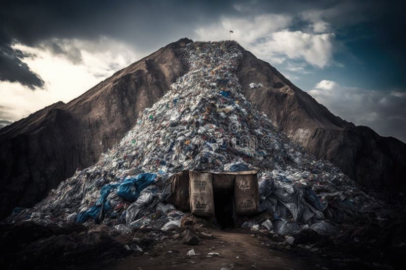 Huge Mountain of Overflowing Garbage at Dumping Site Stock Illustration ...