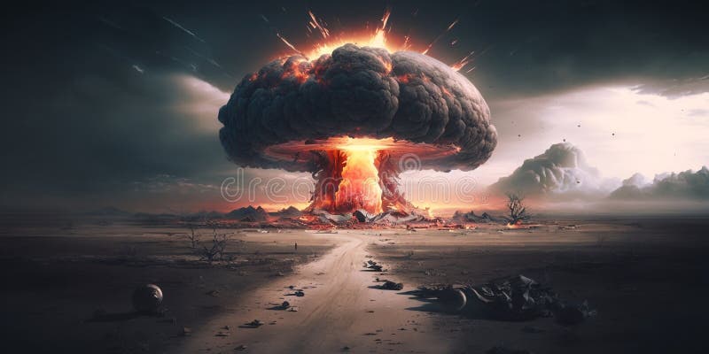 Huge Nuclear Bomb Explosion, End of the World, Doomsday in a Post ...