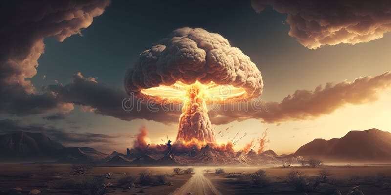 Huge Nuclear Bomb Explosion, End of the World. Generative AI Stock ...