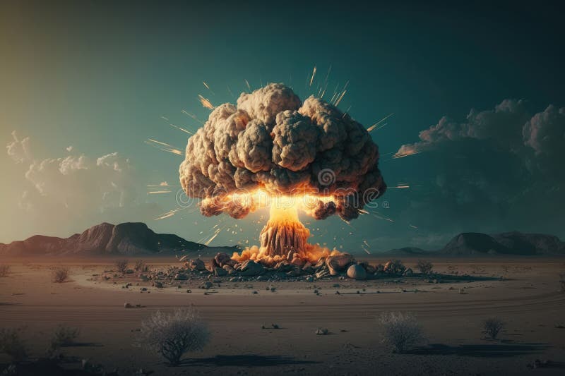 Huge Nuclear Bomb Explosion in a Post Apocalyptic World. Generative AI ...