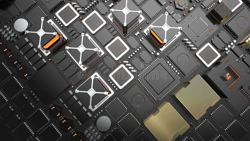 A Huge Number of Microchips on the Surface Stock Illustration ...