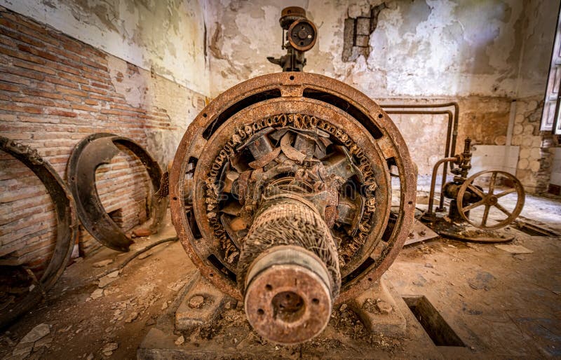 Huge Old Abandoned Rusty Motor Closeup View Stock Photo - Image of ...