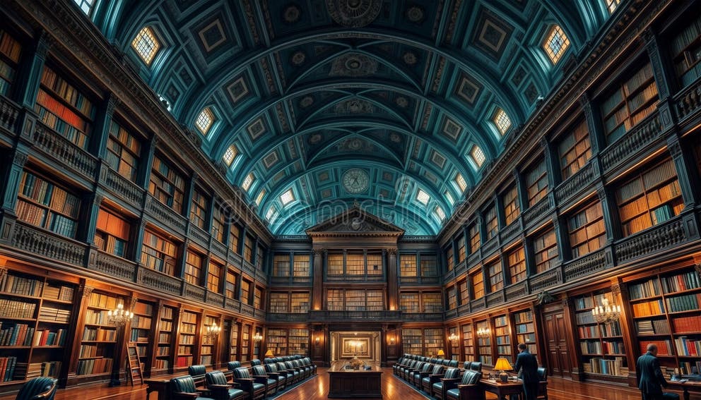 Huge Old Library. Reading Room Stock Illustration - Illustration of ...