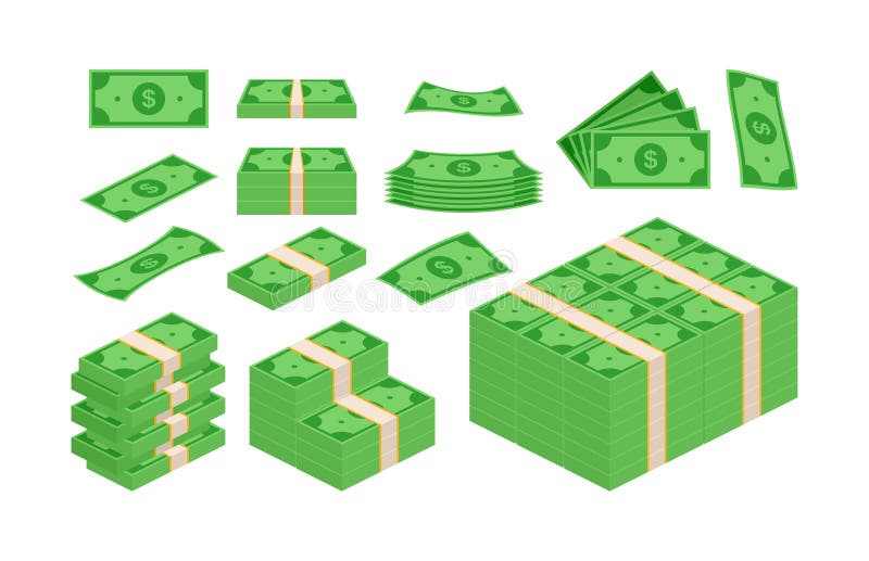 Huge Packs of Paper Money. Dollar Bills Stock Vector - Illustration of ...