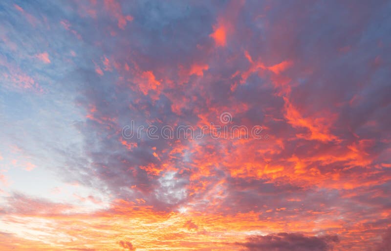 Huge Panoramic View of Sunset Sunrise Sundown Sky with Colorful Clouds ...