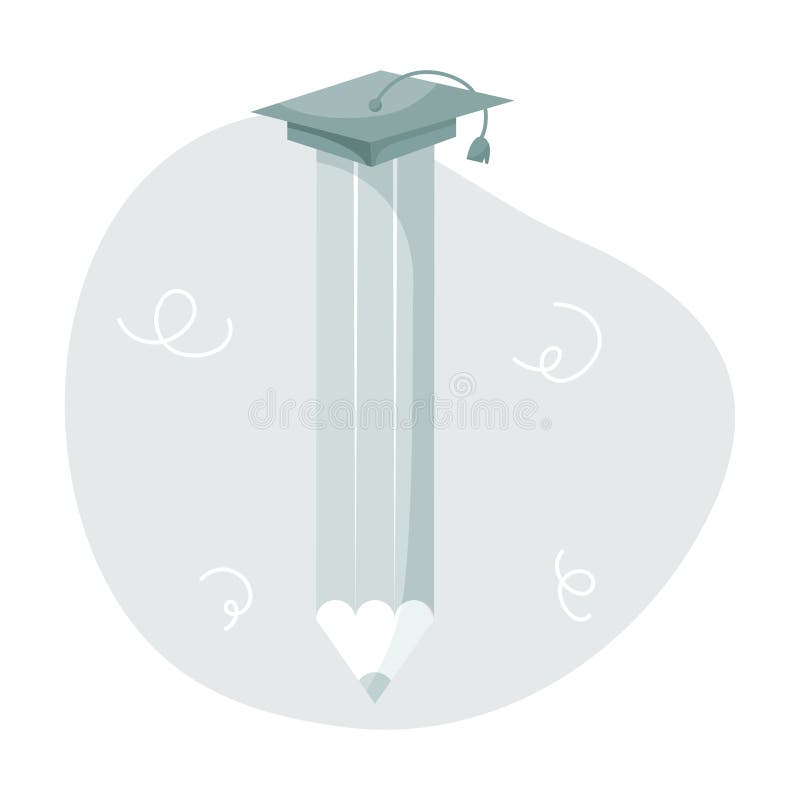 Huge Pencil in Green Graduation Cap. Pencil-student Stock Vector ...