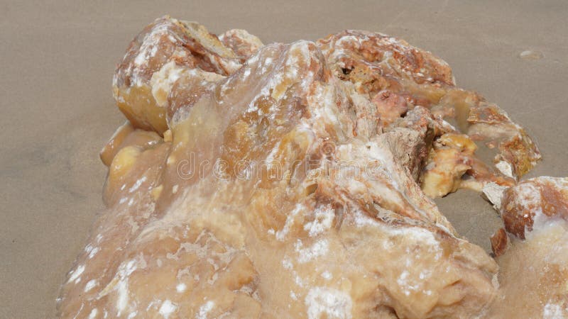 Huge Piece of Quartz Rock in White Sand on the Mediterranean Sea Beach ...