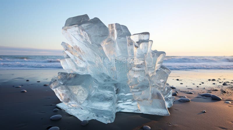 Stunning Uhd Image: Large Ice Rock on Rocky Beach in Iceland Stock ...