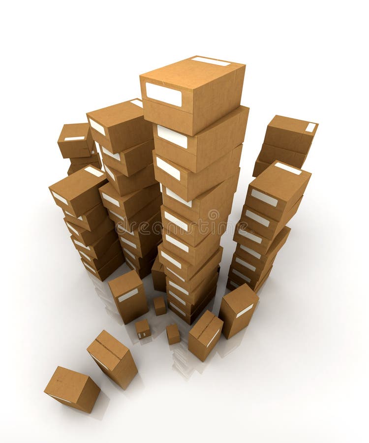 Huge Pile of Cardboard Boxes Stock Illustration - Illustration of ...